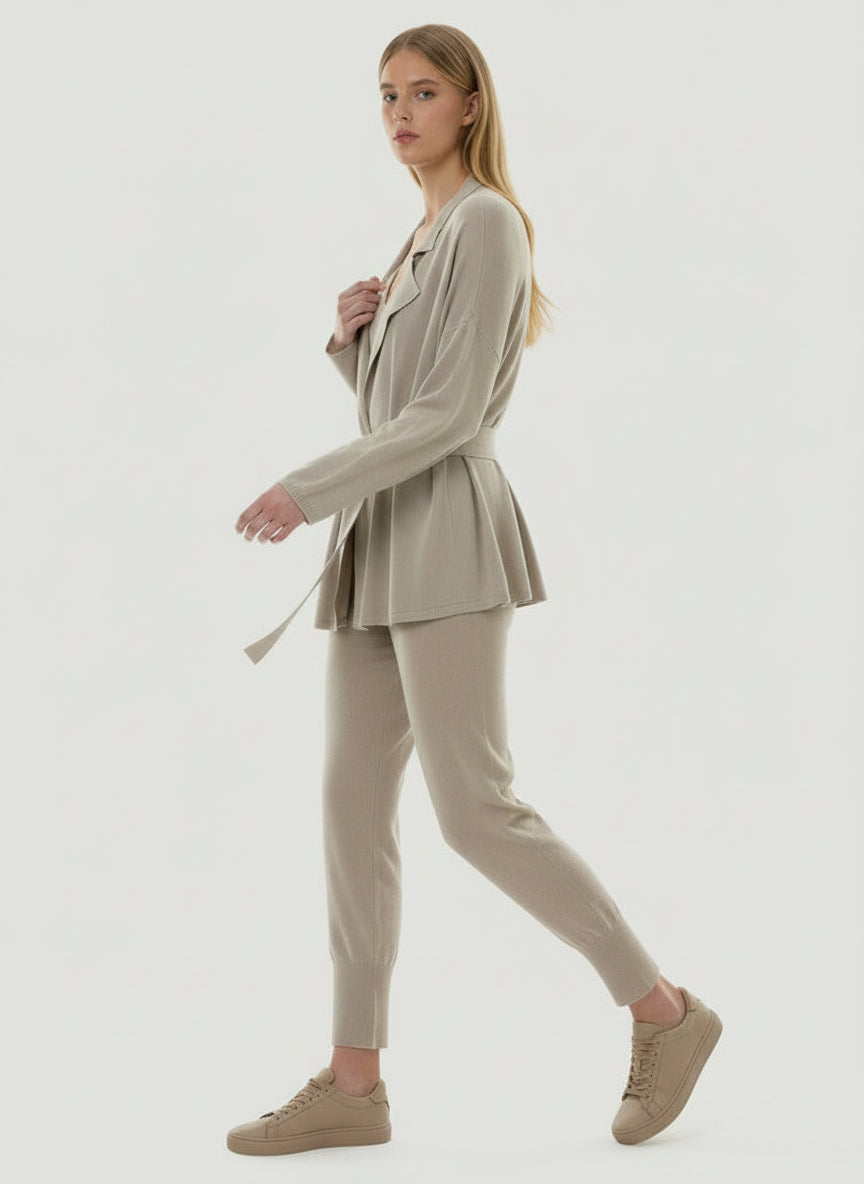 Organic Cotton Knit Stonewashed Jacket With Self Tie – Majestic ...