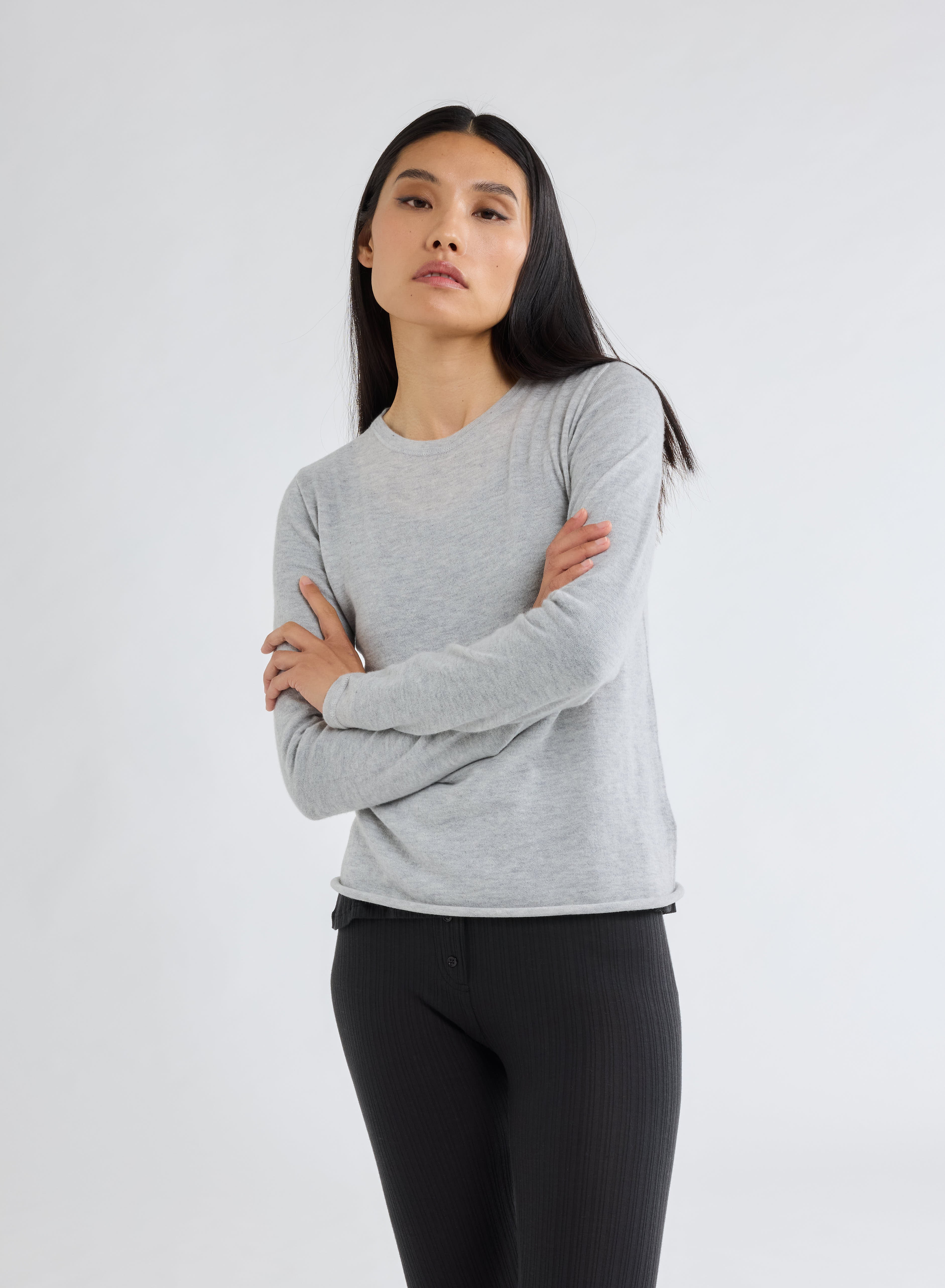 100% Machine Washable Cashmere Long Sleeve Crewneck T-Shirt | CREW L/S ...